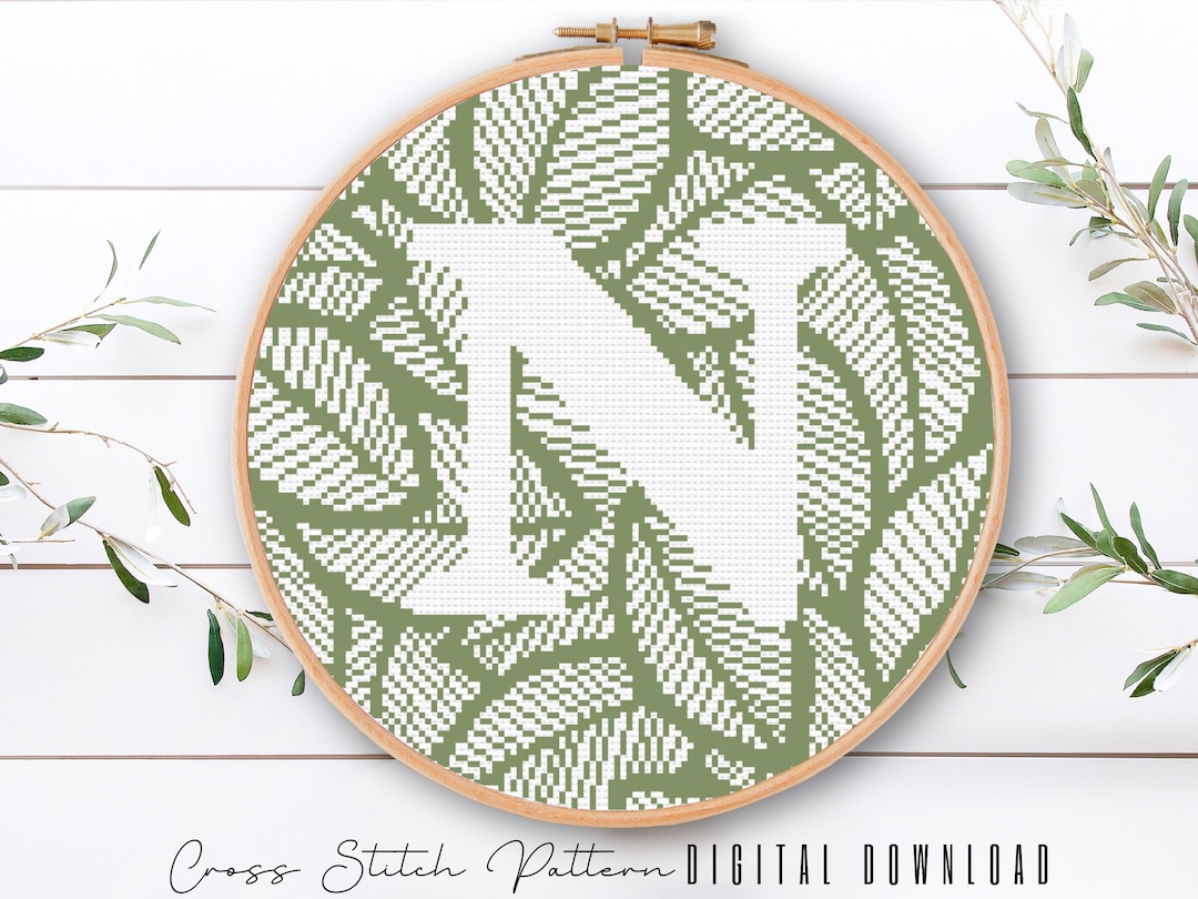 Letter N Cross Stitch Pattern: Modern Alphabet Monogram (digital ...
