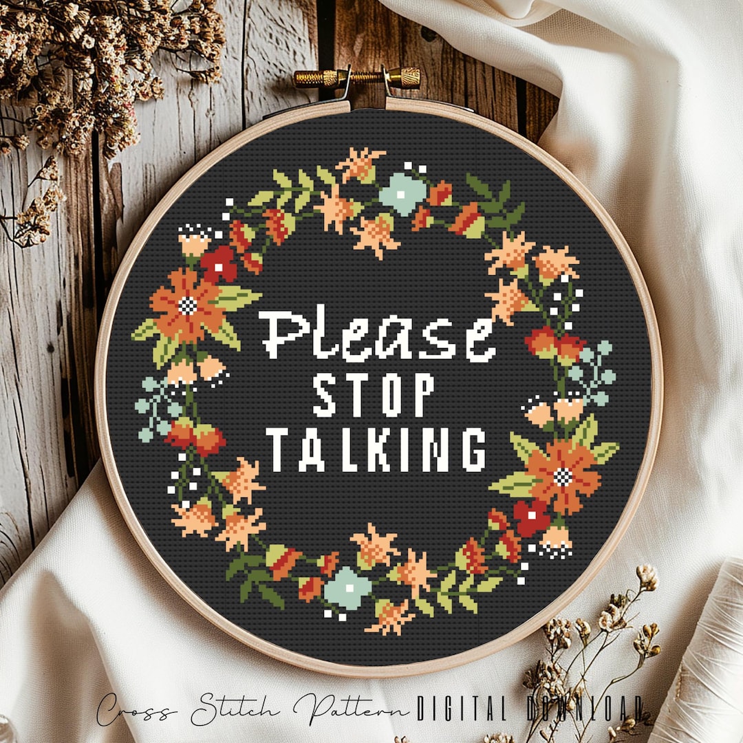 Floral Sassy Cross Stitch Pattern: Feminist Embroidery (digital ...