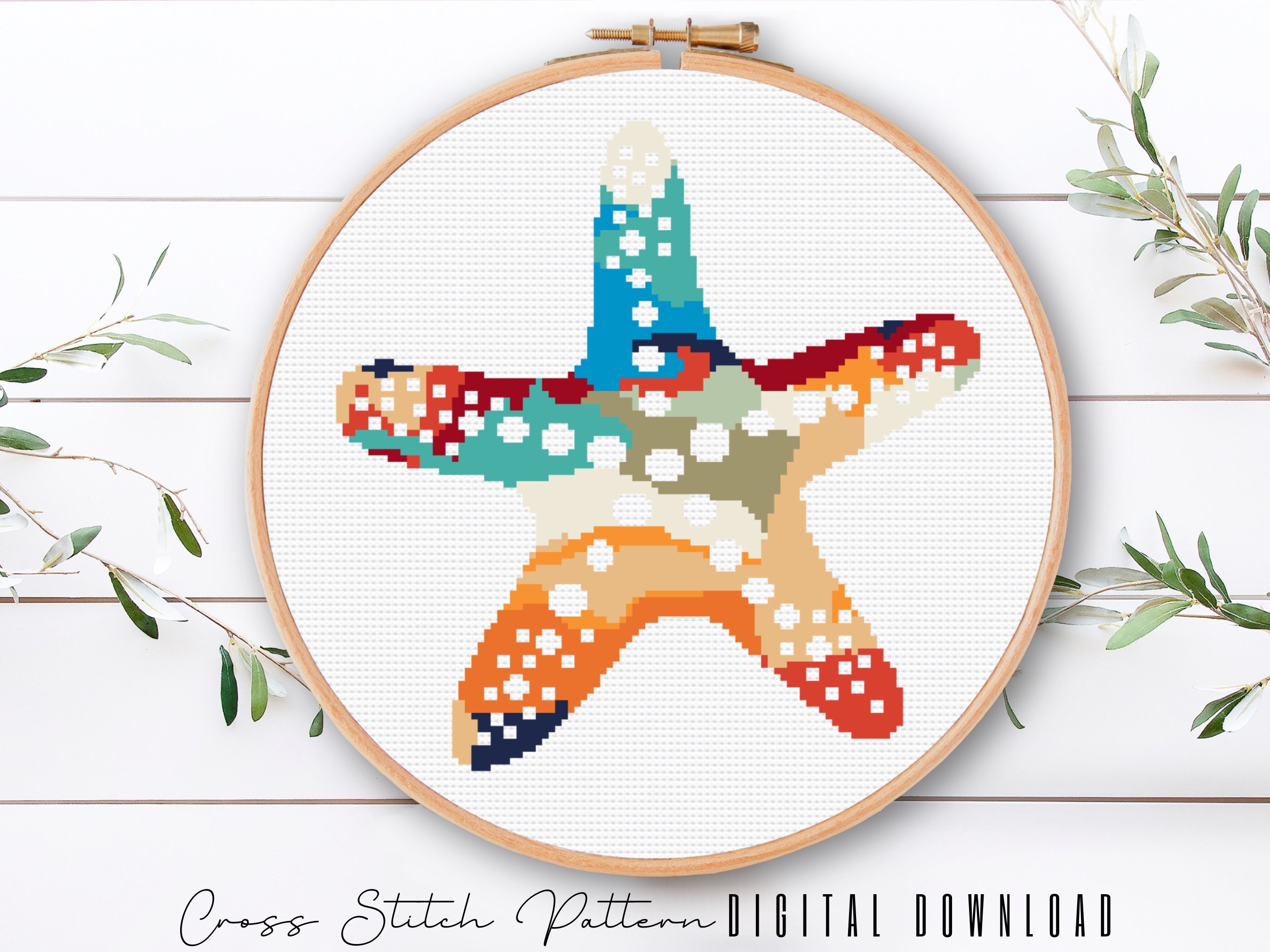 Modern Sea Life Cross Stitch Pattern Star Fish Cross Stitch - Etsy