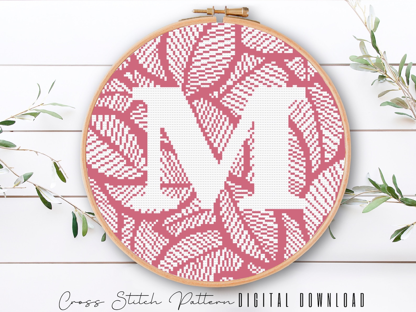 Letter M Cross Stitch Alphabet Pattern Modern Monogram - Etsy