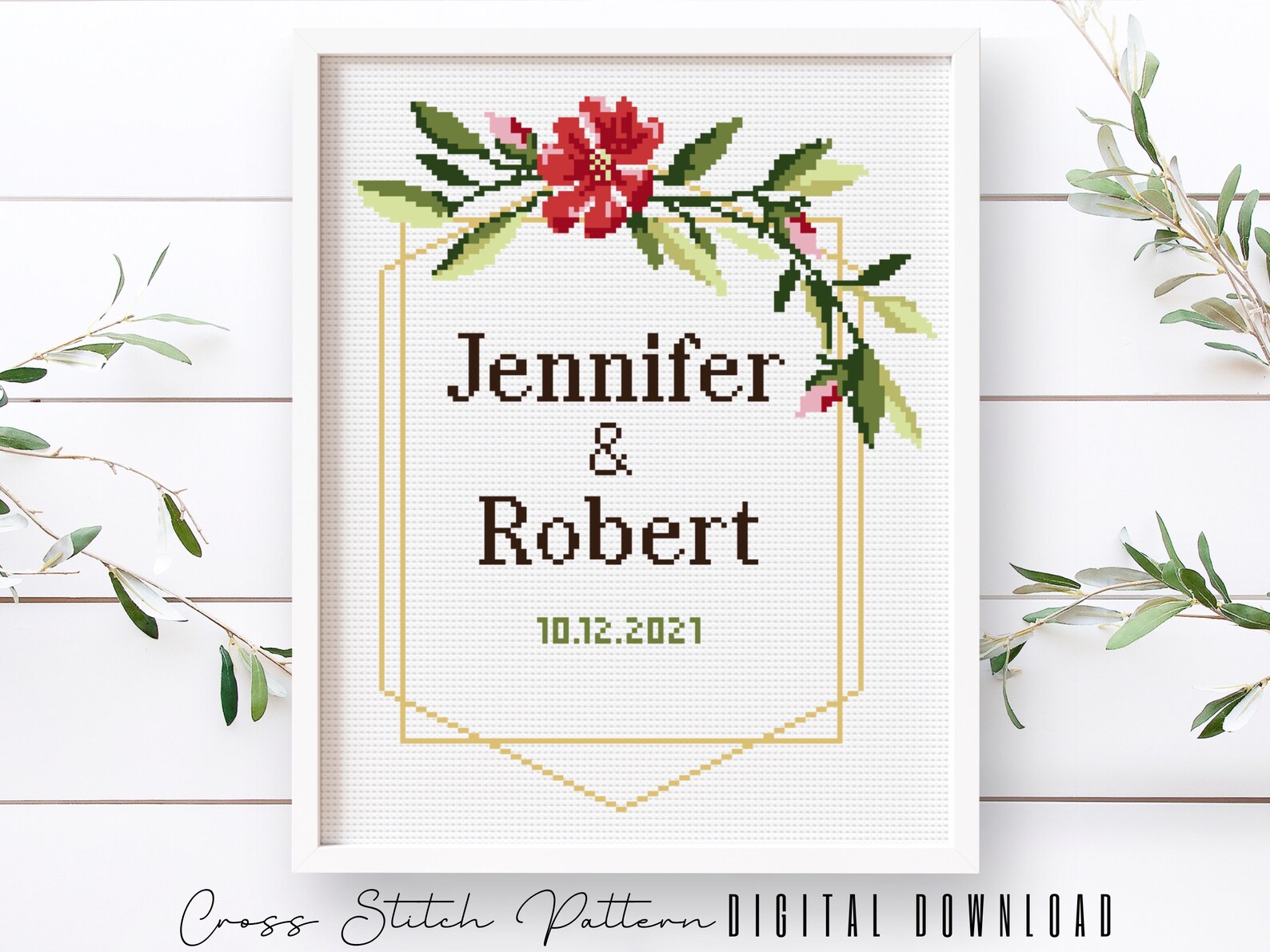 Wedding Modern Cross Stitch Pattern Personalized Counted - Etsy