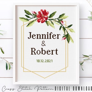 Wedding Modern Cross Stitch Pattern Personalized Counted - Etsy
