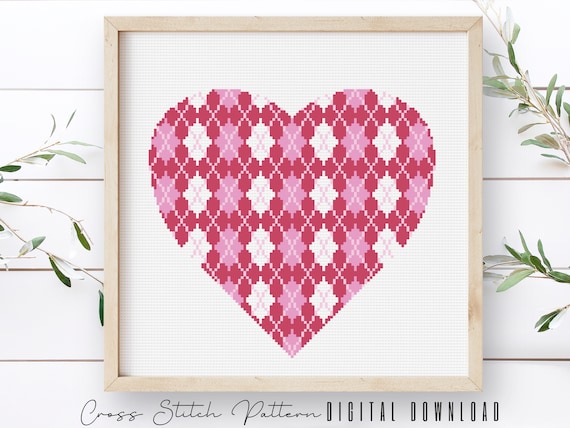 Heart Shape Cross Stitch Pattern Valentine Counted Cross | Etsy