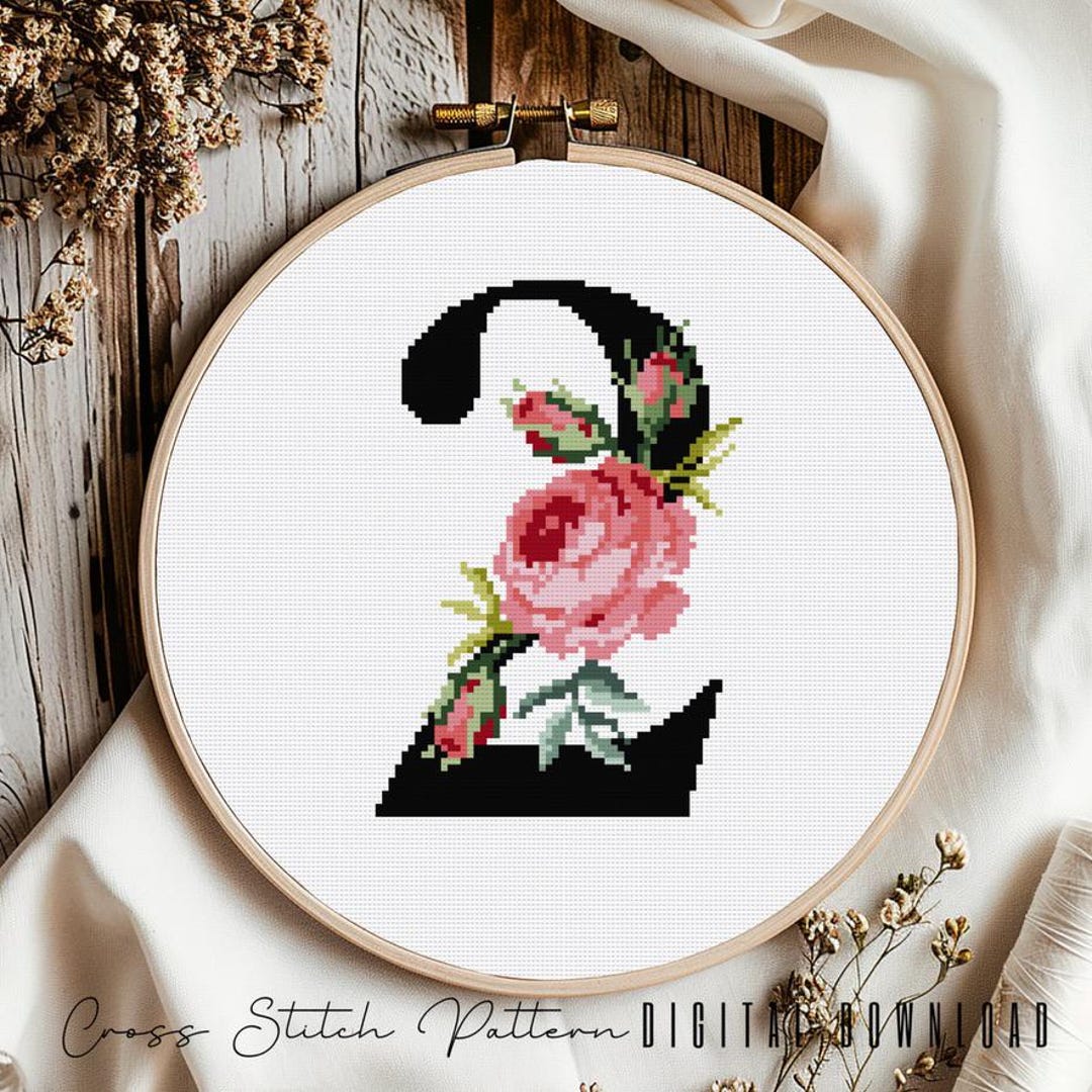 Floral Number 2, Cross Stitch Alphabet Pattern, Monogram With Flower ...