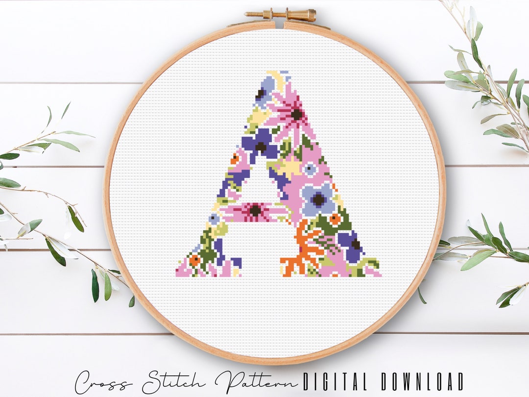 Letter A, Cross Stitch Alphabet Pattern, Modern Monogram, Counted Cross ...