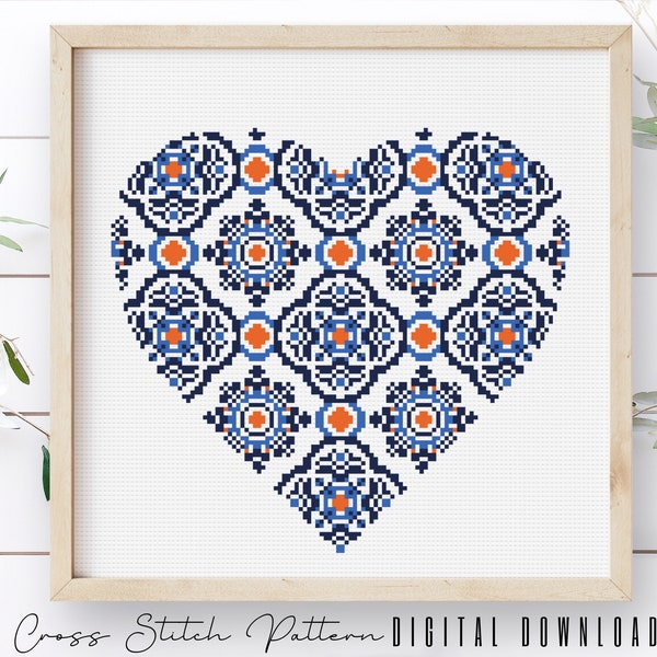 Heart Sampler Cross Stitch - Etsy