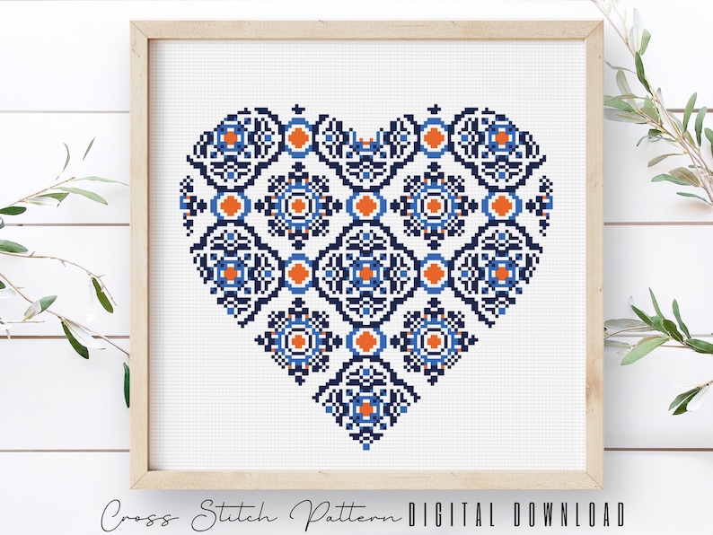 Heart Shape Cross Stitch Pattern Valentine Counted Cross - Etsy