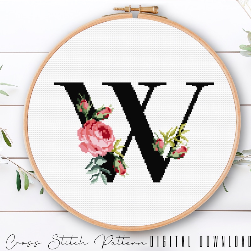 Letter W Embroidery - Etsy