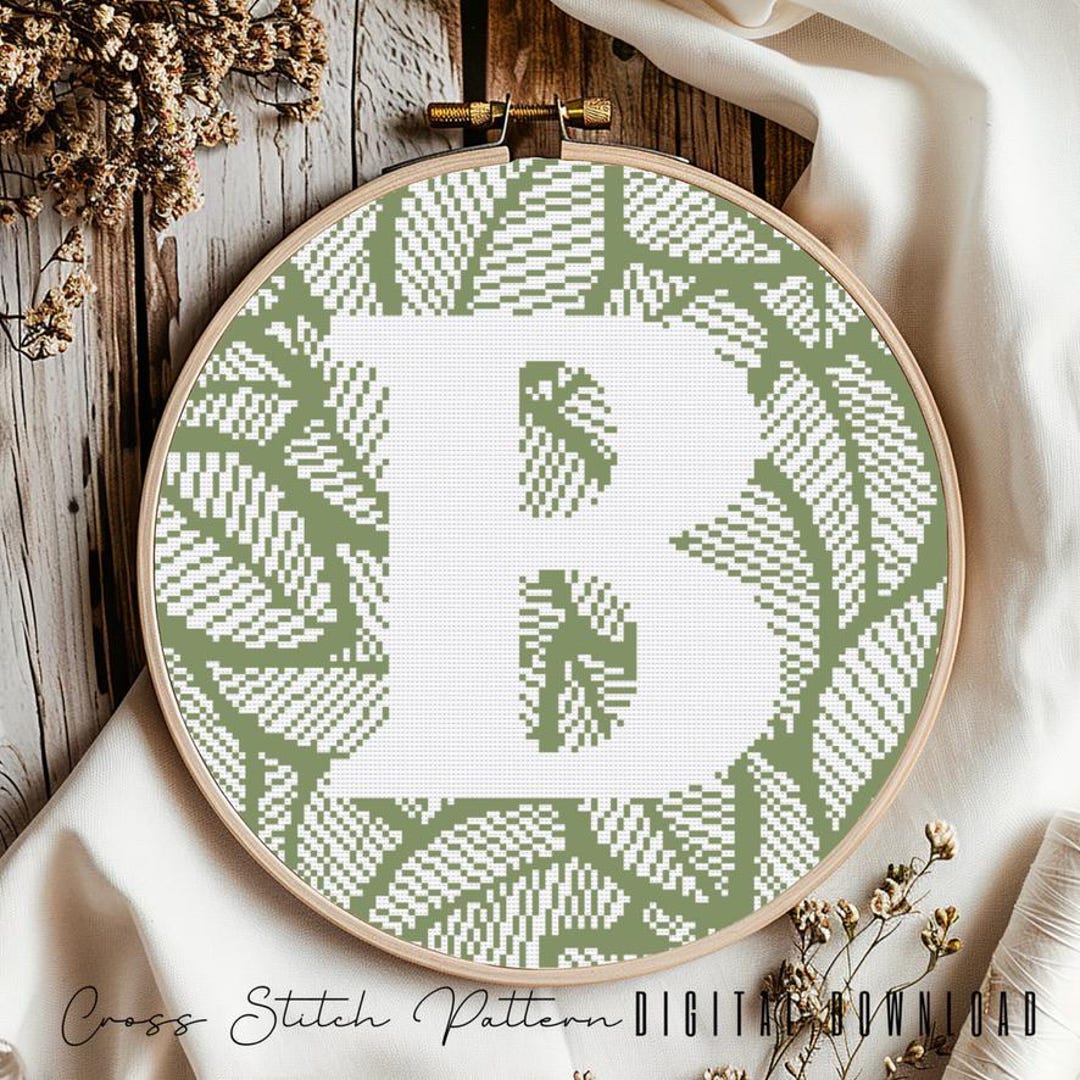 Letter B, Cross Stitch Alphabet Pattern, Modern Monogram, Counted Cross ...