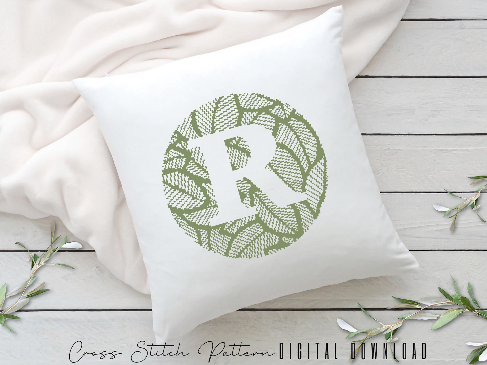 Letter R Cross Stitch Alphabet Pattern Modern Monogram - Etsy