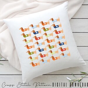 Weiner Dog Cross Stitch Pattern: Modern Dog Embroidery (PDF) - Etsy