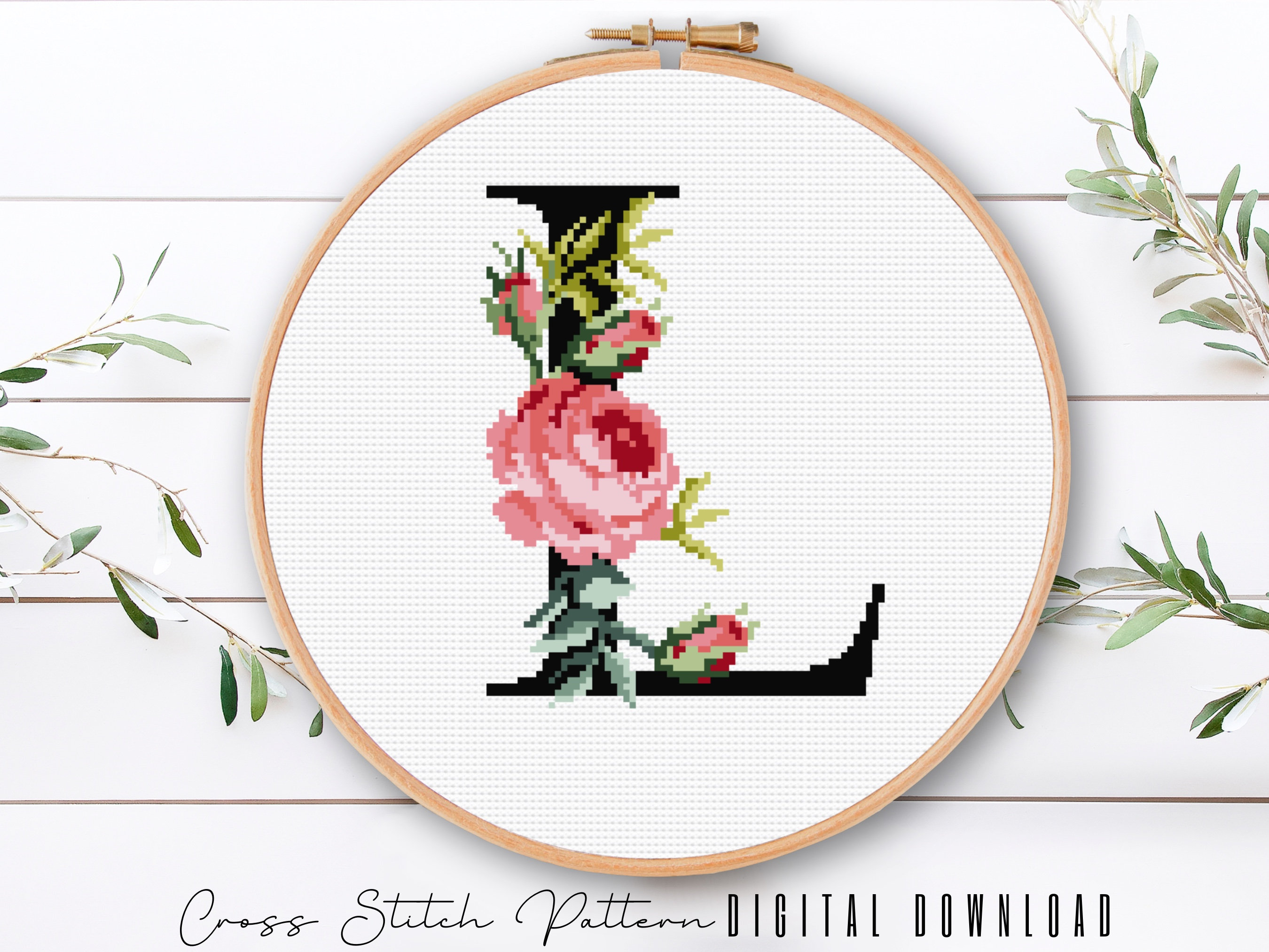 Floral Letter L Cross Stitch Alphabet Pattern Monogram With - Etsy UK
