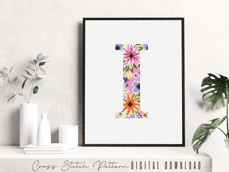 Letter I Cross Stitch Alphabet Pattern Modern Monogram - Etsy