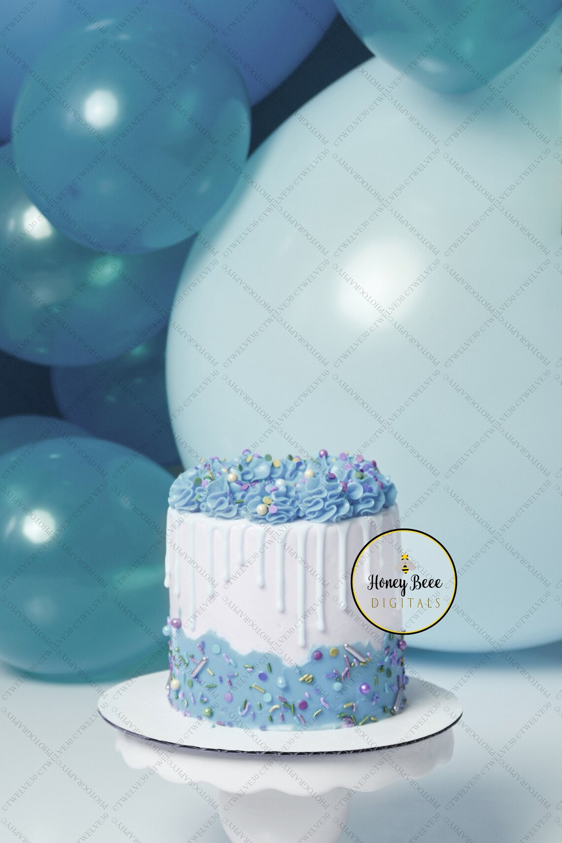 Cake mock up photo staged cake topper display blue and | Etsy