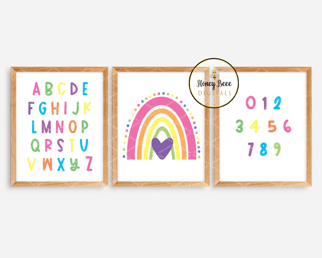 Set of 3 Printables | Girl Boy Homeschool | Wall Art | Room | | Trendy ...