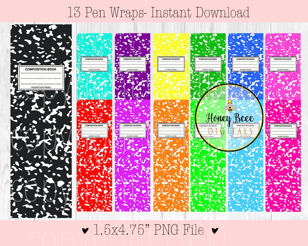 13 Composition Book PNG Pen Wraps | Printing | Ink | Epoxy Pen ...