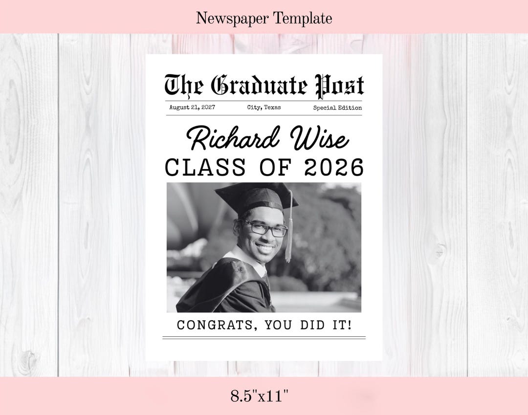 Grad Newspaper Template | Class of 2026 | Congrats Graduate | Digital ...