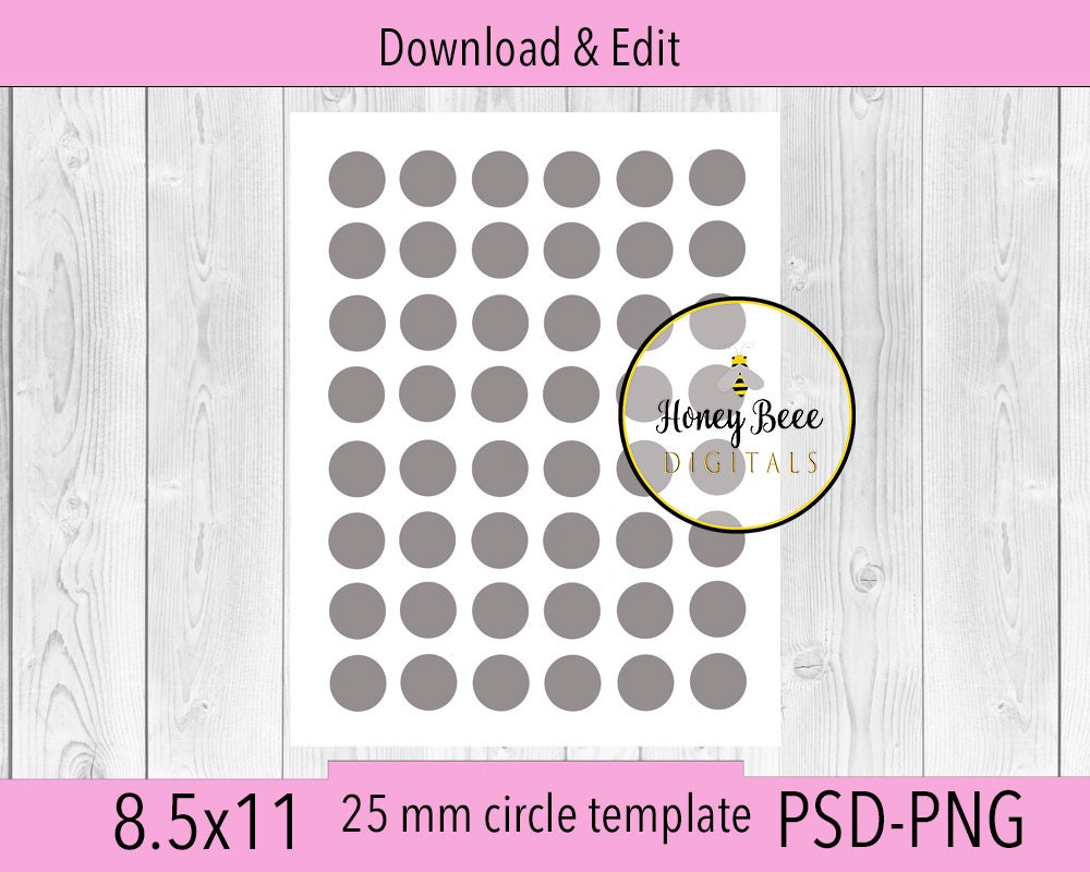 25 mm circle template blank template DIY design PSD | Etsy