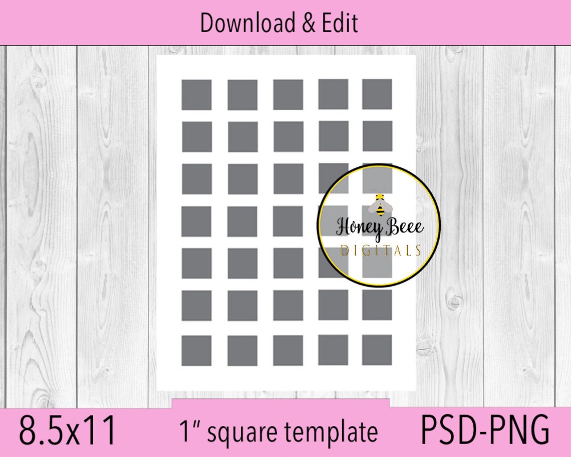 1 Inch Square Template Blank DIY Design PSD PNG - Etsy