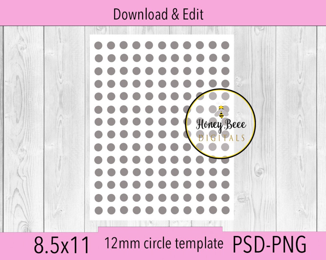 12mm circle template blank template DIY design PSD | Etsy