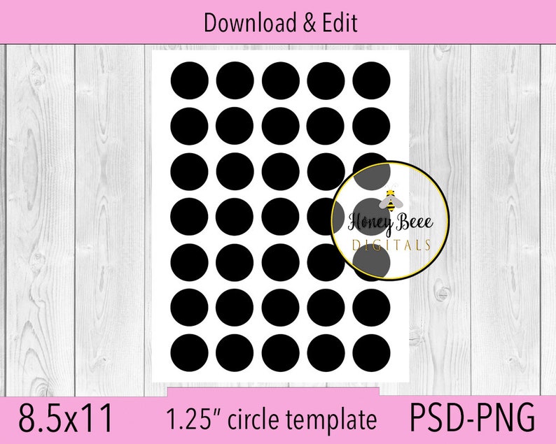 1.25 Inch Circle Template Blank DIY Design PSD PNG - Etsy