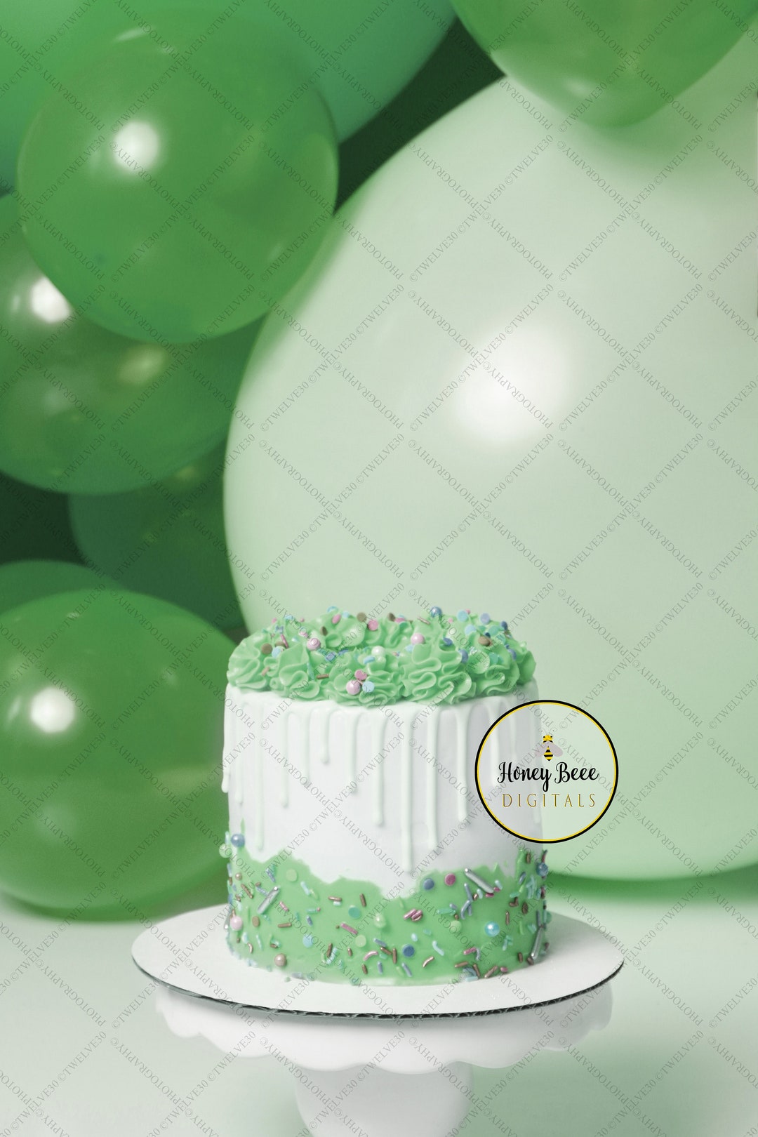 Cake Mockup Photo | Staged | Cake Topper Display | Green and White ...