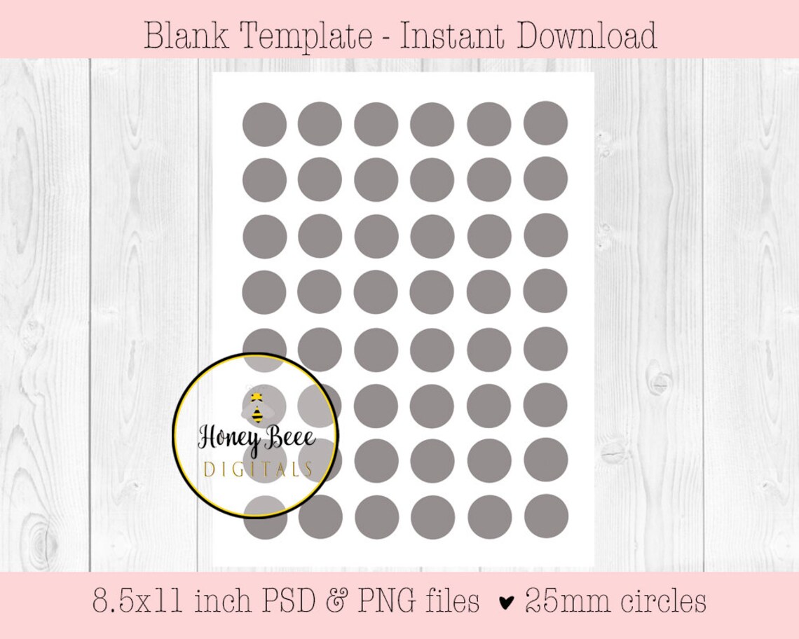 25 Mm Circle Template Blank Template DIY Design PSD | Etsy