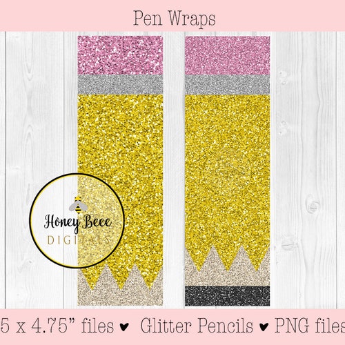 Glitter Pencil Pen Wraps Printable Digital Download for Ink - Etsy