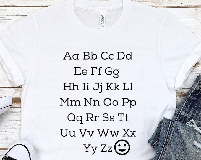 Back to School Alphabet Tee, Kindergarten Shirt, Preschool Shirt ...