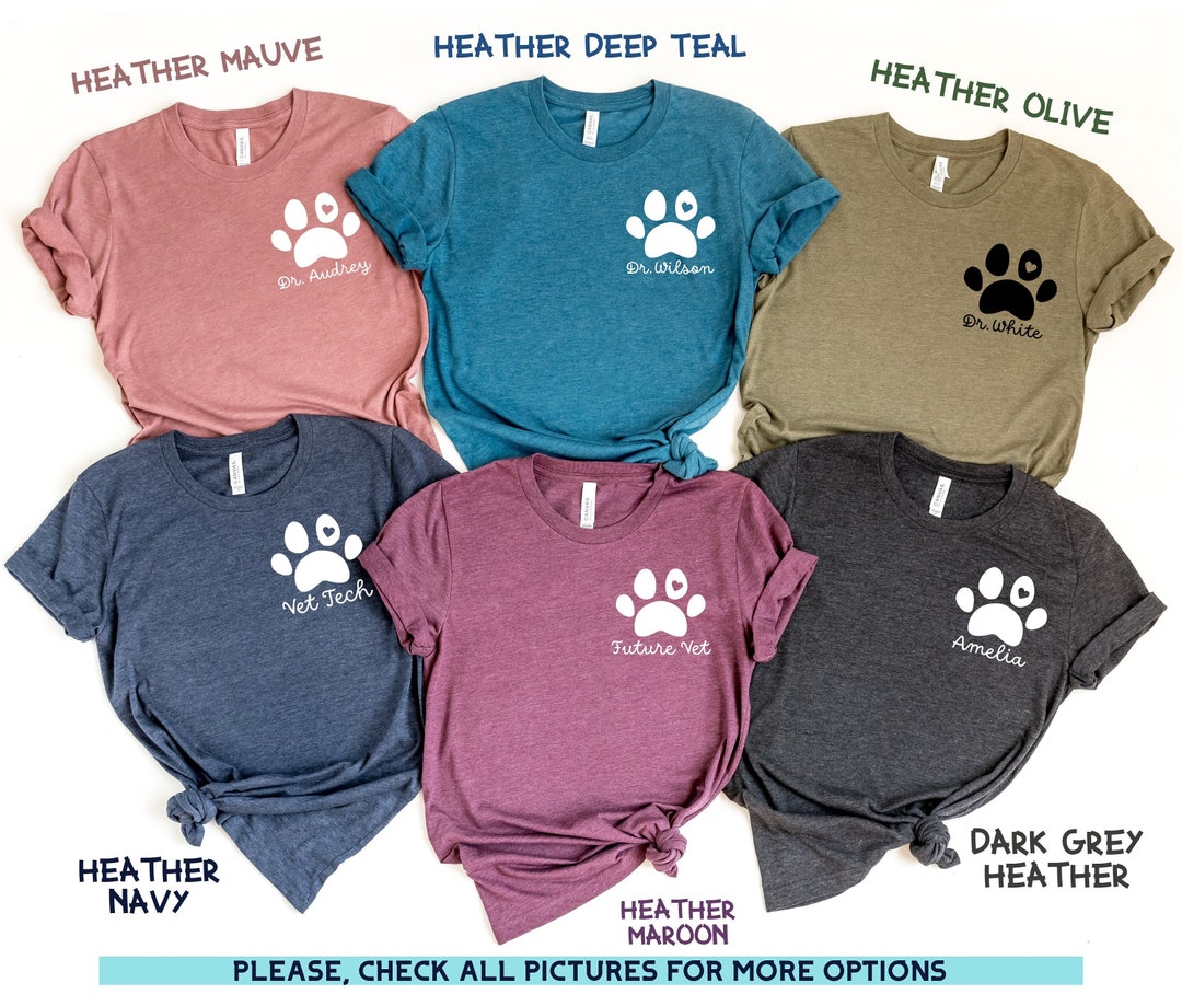 Custom Vet Paw Print T-shirt - Veterinarian Office Tee - Vet Tech Shirt ...