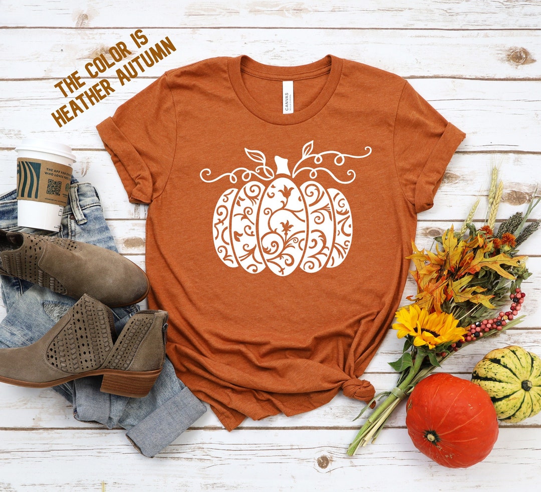 Fall Shirt, Floral Pumpkin Tee, Pumpkin Tee, Floral Fall Tee, Pumpkin ...