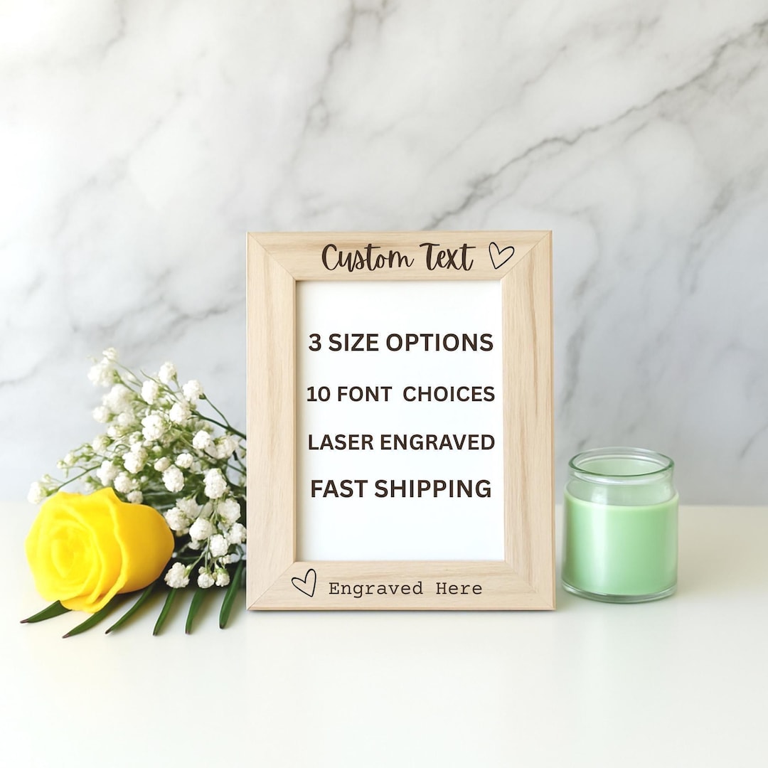 Custom Text Laser Engraved Picture Frame - Personalized Gift With Your ...