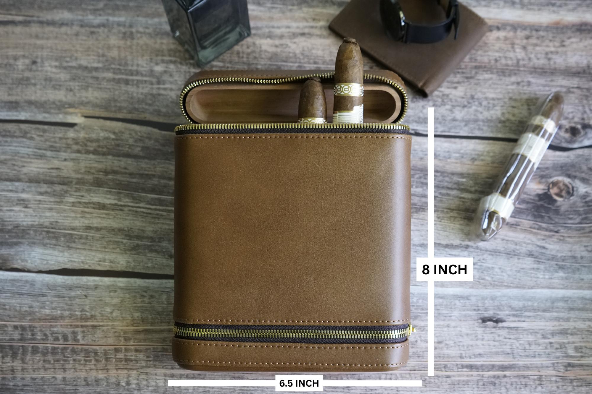 Custom Engraved Leather and Wood Cigar Case With Initial and Name - Etsy