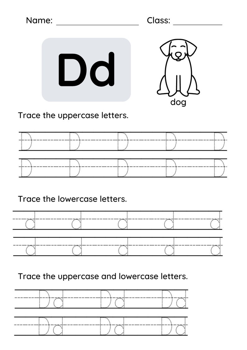 Alphabet Tracing Worksheet Instant Download Printable - Etsy