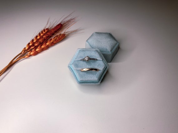 Baby Blue Velvet Ring Box Double and Single Slot Ring Box | Etsy