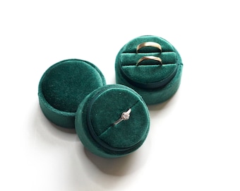 Dark Emerald Green Velvet Wedding Ring Box Hunter Green - Etsy