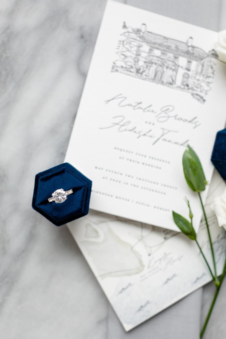 Navy Blue Velvet Ring Box Engagement Ring Box Single and - Etsy Canada