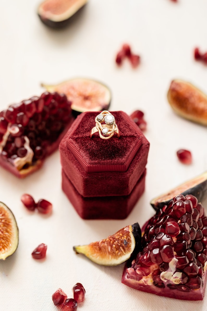 Red Velvet Ring Box Wedding Ring Box Proposal Ring Box - Etsy