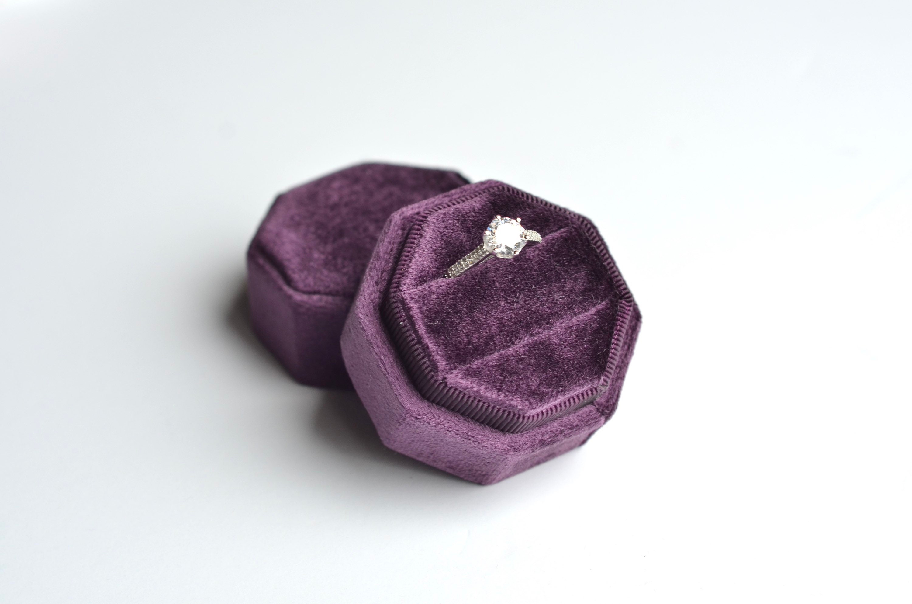 9 Colors Octagon Velvet Ring Box Engagement Ring Box Double - Etsy Canada