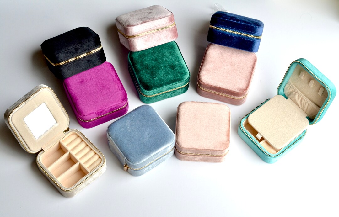 10 Colors- Luxury Velvet Jewelry Case, Personalized Jewelry Box, Velvet ...