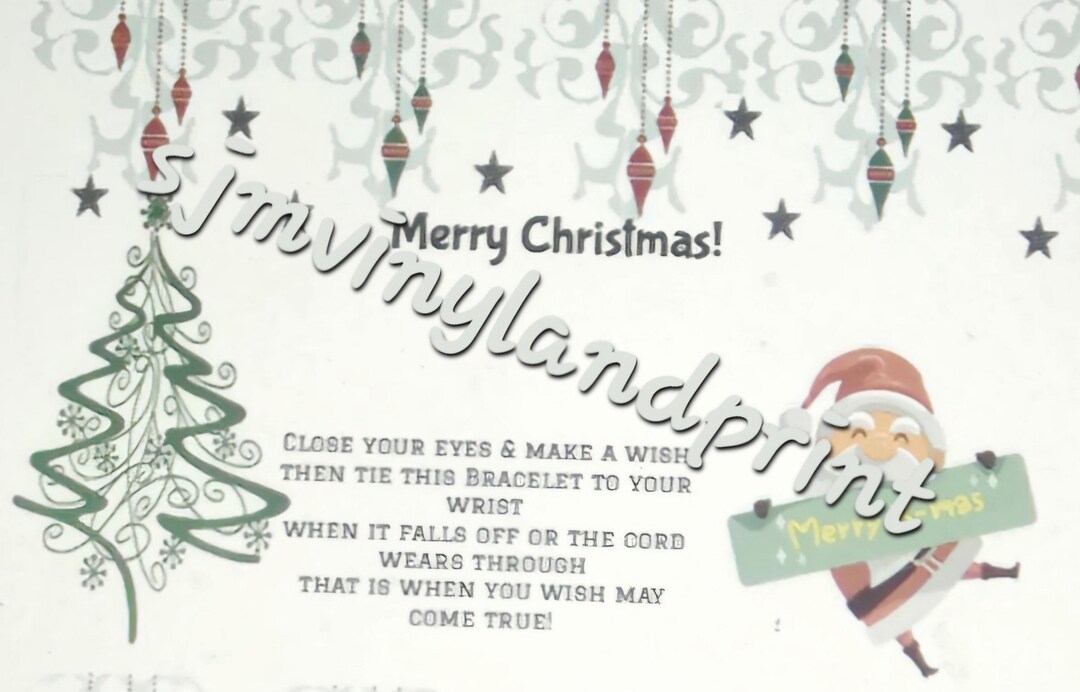 DIGITAL DOWNLOAD Christmas Wish Bracelet Display Cards X 4 on 1 A4 ...