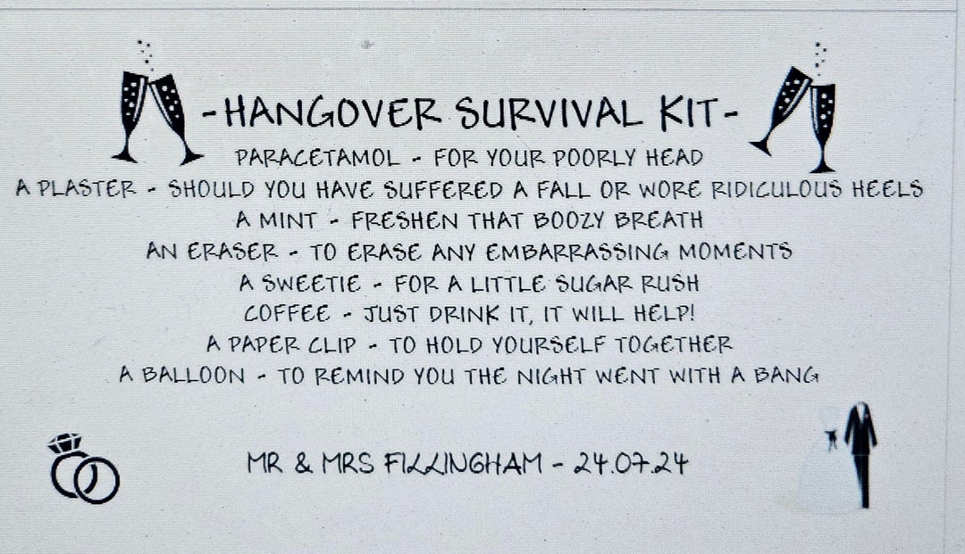 Personalised Hangover Survival Kit Cards/tags - Etsy
