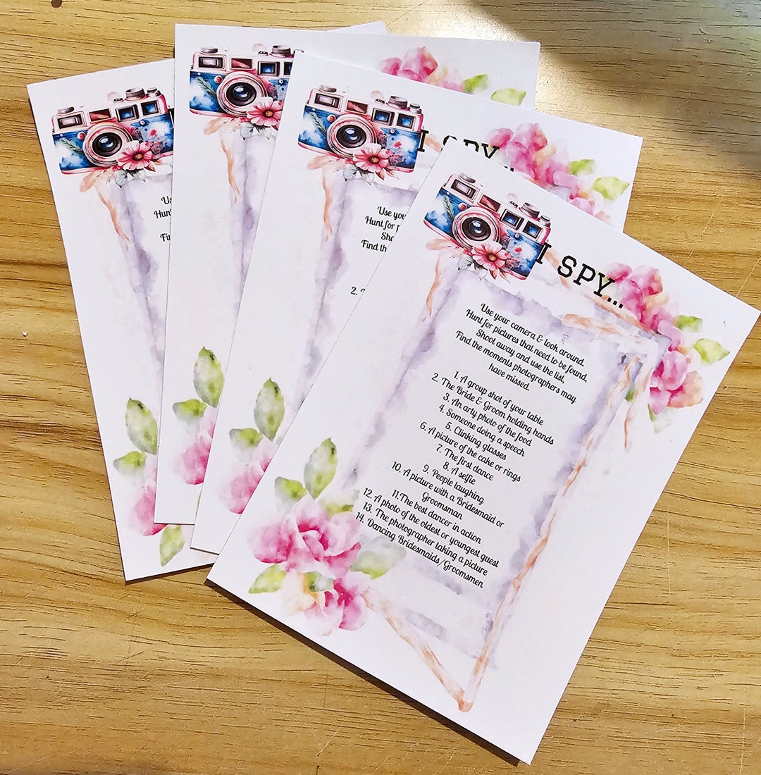 Packs of Wedding I SPY Cards Game 10s, 20s, 50s, 100s, - Etsy UK