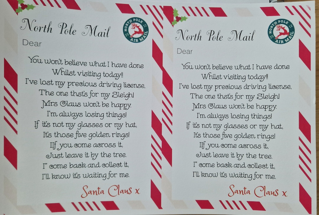 DIGITAL DOWNLOAD North Pole Mail Letter A5 - Etsy