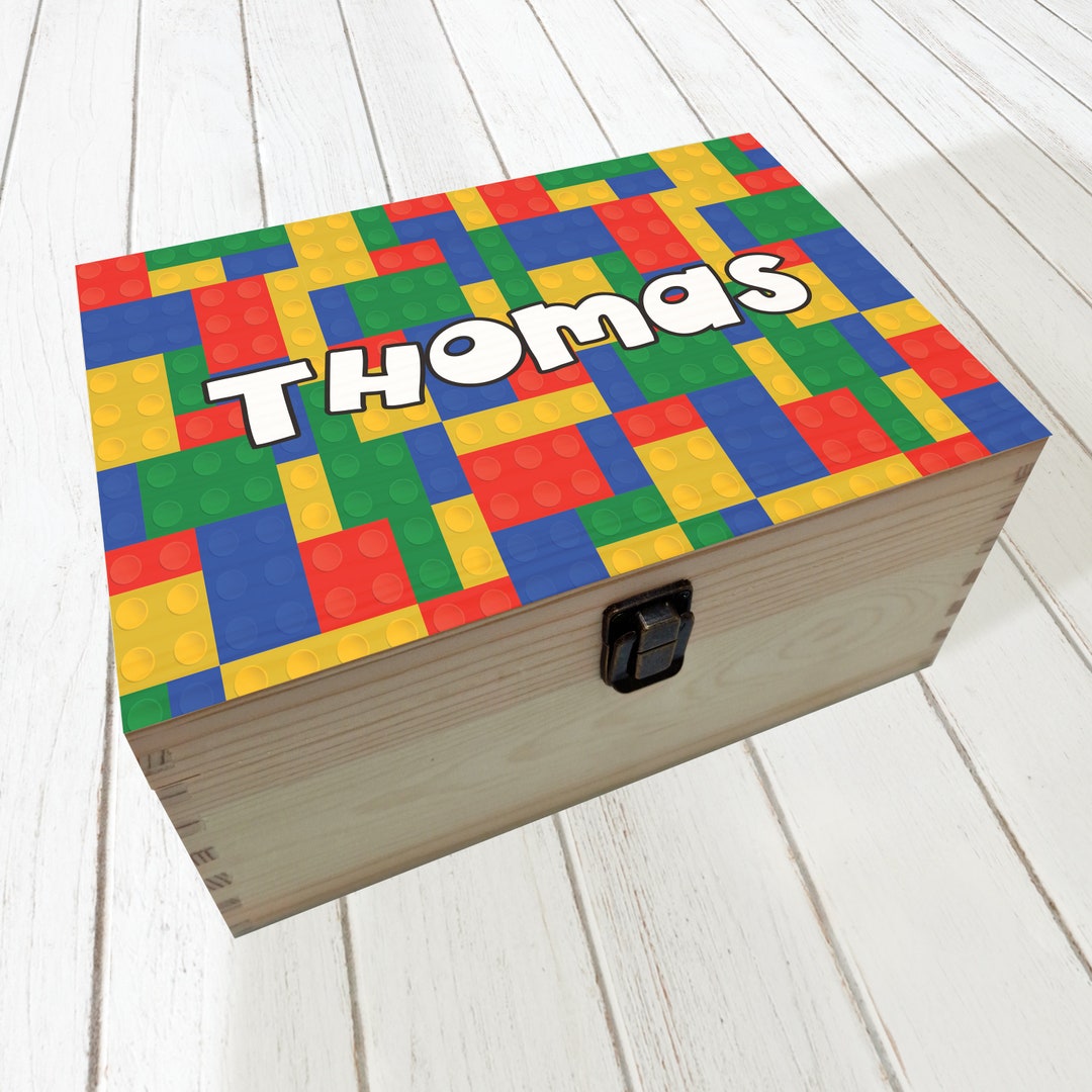 Personalised Memory Box Keepsake Box Lego Box Wooden Brick Box Kids ...
