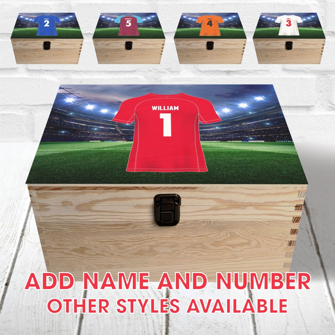 Personalised Football Fan Gift, Custom Wooden Memory Box for Sports ...