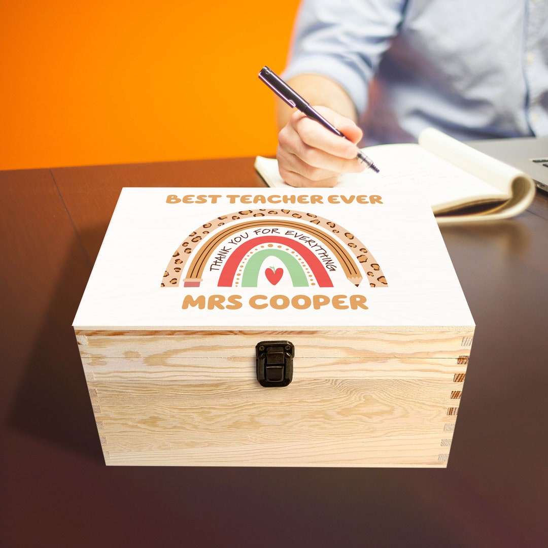 Personalised Teacher Memory Box Keepsake Box Best Teacher Ever Rainbow ...