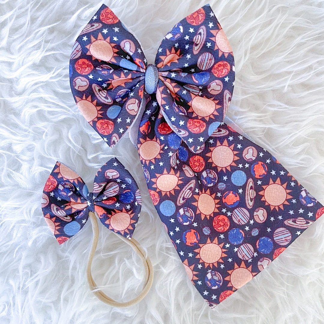 Boho Planets Space Print Bow - Etsy