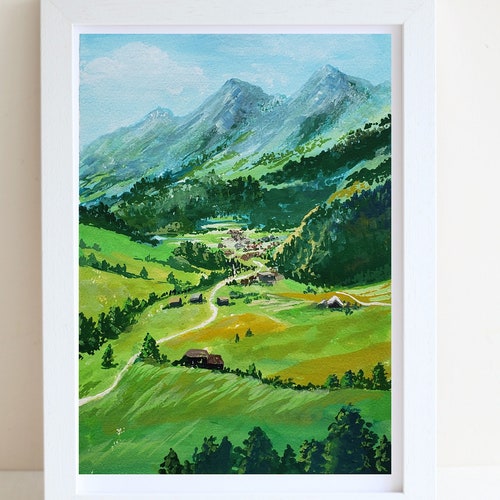 Gouache Beach Landscape Postcard A6 A5 A4 Art Print Mini - Etsy