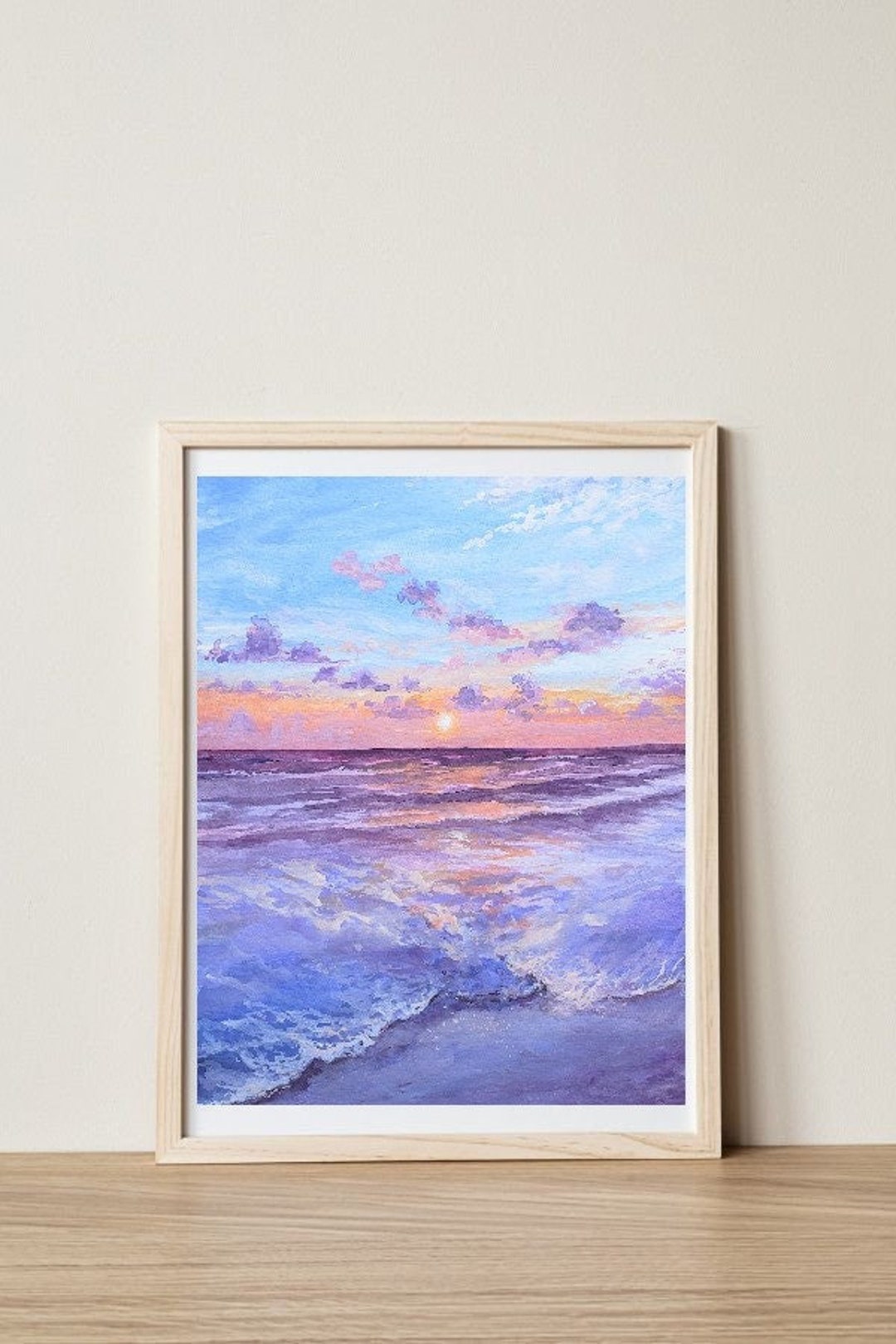 Sunset Seascape, Gouache Landscape Art Print, A4 Art Print, Gouache ...